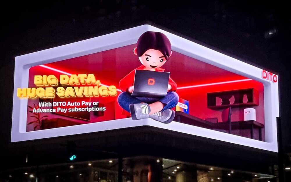 Spot the adorable 3Ds' in DITO’s 3D LED Billboard in BGC